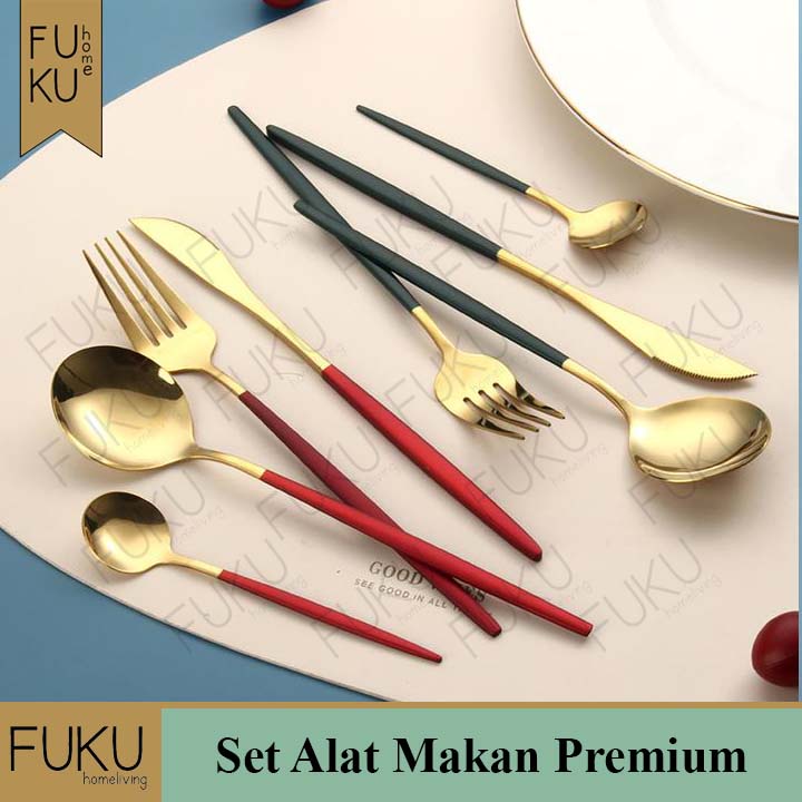 Jual Set alat makan Premium mewah cantik sendok garpu pisau makan ...