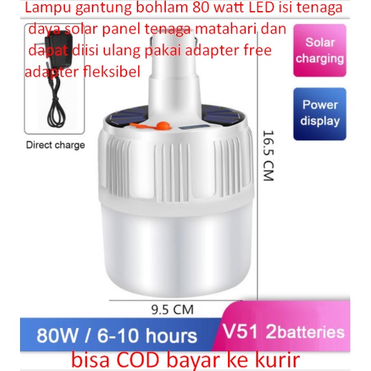 Jual Lampu gantung bohlam 80 watt LED isi tenaga daya solar panel ...