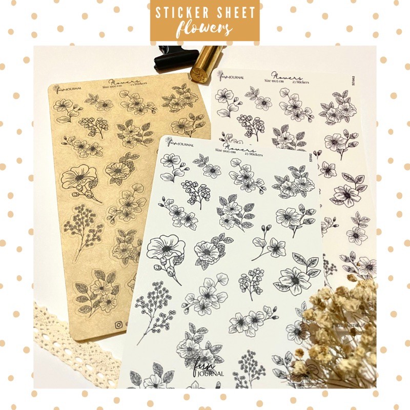 Jual FLOWERS STICKER STIKER SHEET UNTUK JOURNAL JURNAL PLANNING PLANNER ...