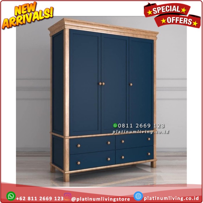 Jual Lemari Pakaian 3 Pintu Modern Cat Duco, Almari Baju Modern, lemari ...