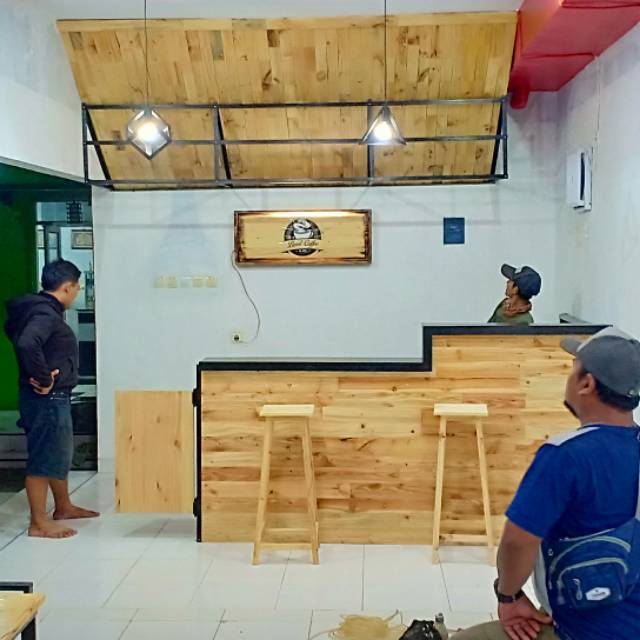 Jual Meja bar cafe + kursi 2 + neon box kayu | Shopee Indonesia