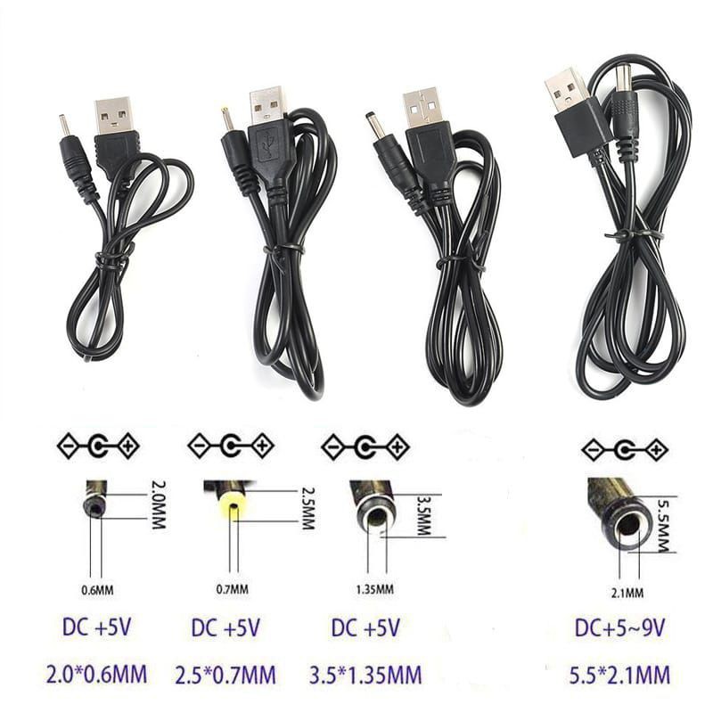 Jual Kabel Power 5V DC Cable Charger USB A Male to 2.0 3.5 4.0 5.5mm ...