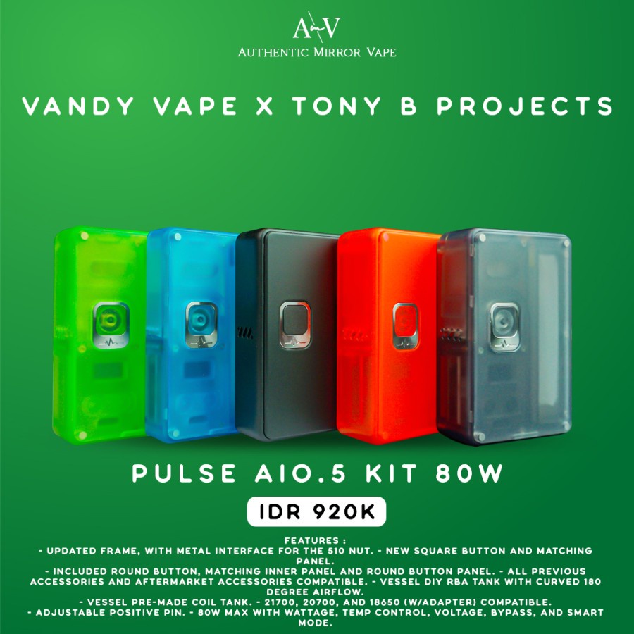 Jual Vandy Vape Pulse AIO.5 by Vandyvape x Tony B - PS | Shopee Indonesia