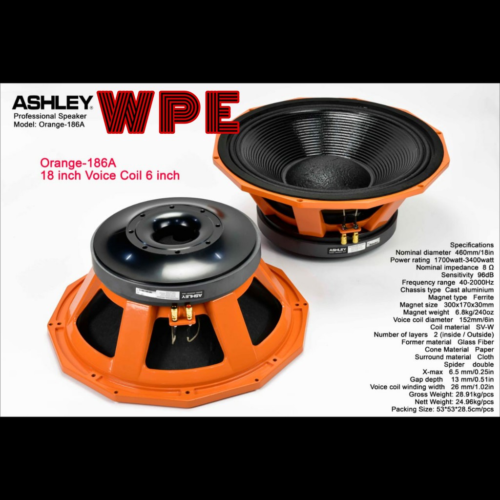 Jual Speaker Komponen ASHLEY ORANGE 186A Original 18inch | Shopee Indonesia