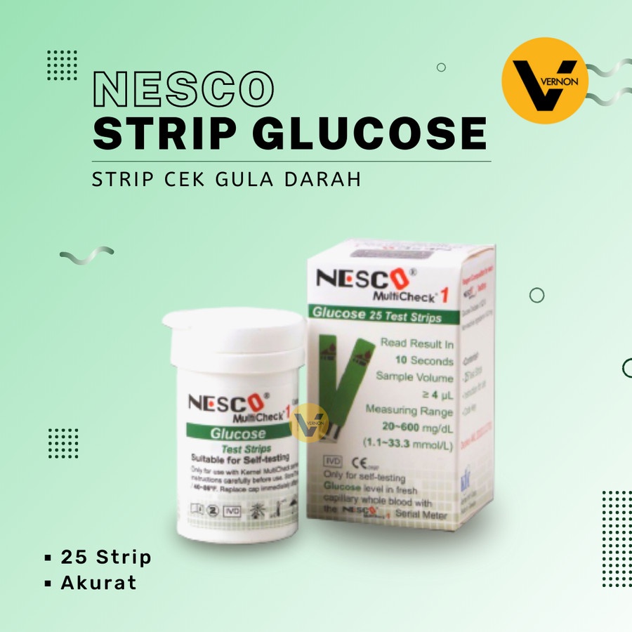 Jual Strip Cek Gula Darah Stik Gula Darah Nesco Glucose Test Refill 25 ...