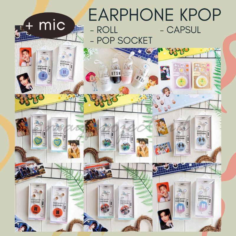 Jual (PROMO) EARPHONE HEADSET KPOP (ROLL) (POP SOCKET) BTS BUTTER NCT ...
