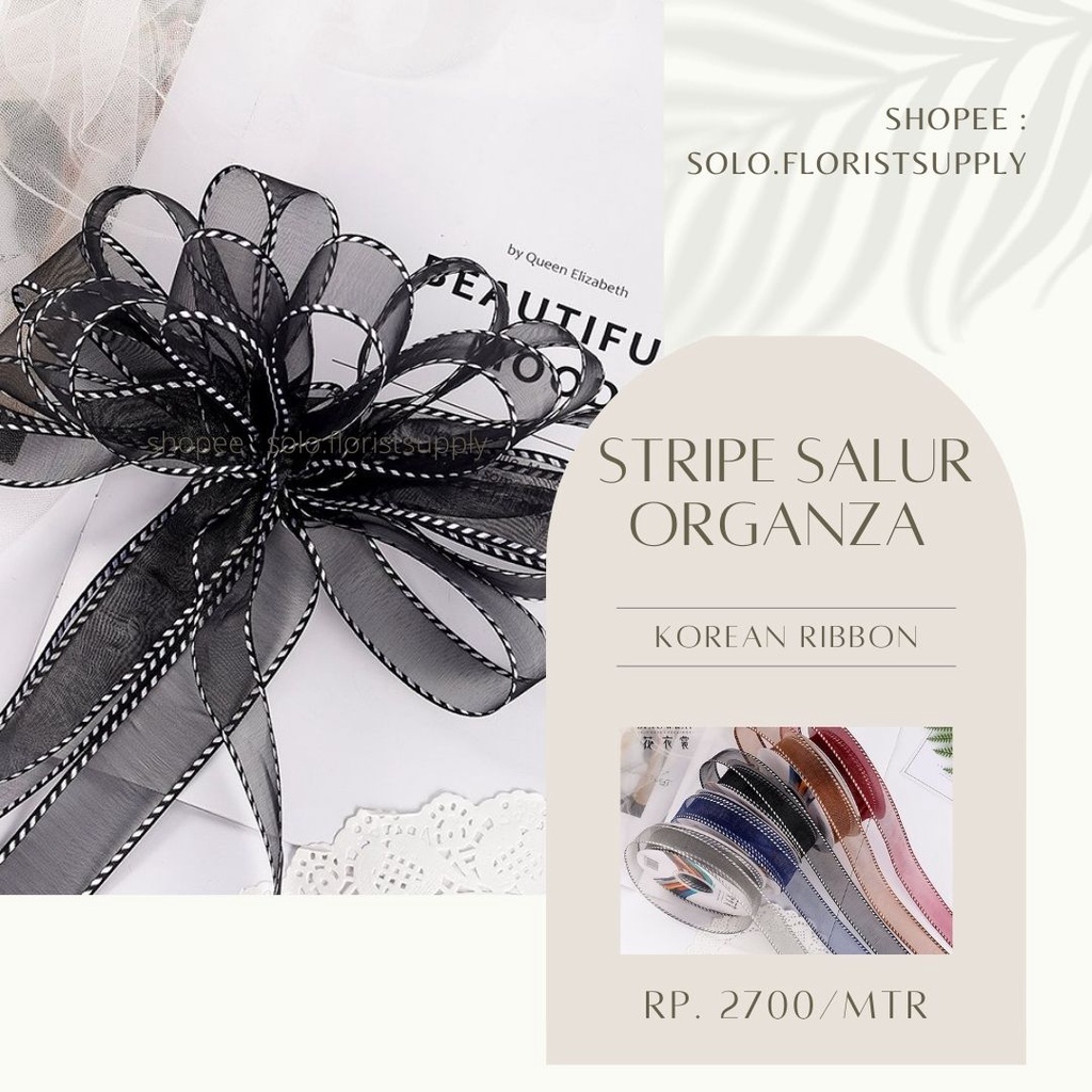 Jual PITA MOTIF STRIPE SALUR ORGANZA LIST KOREAN RIBBON LEBAR 2.5CM ...