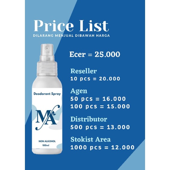 Jual Paket Join Reseller MA Deodorant 10 pcs | Shopee Indonesia