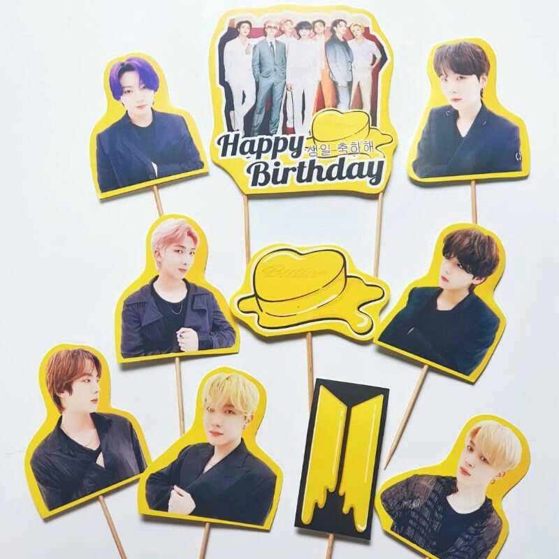 Jual satu set topper toper cake hiasan kue ulang tahun karakter bts ...