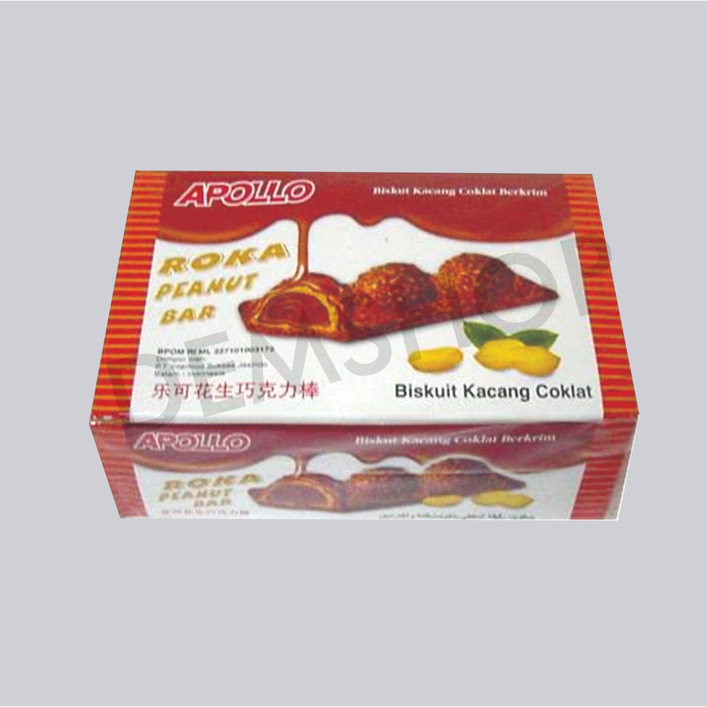 Jual Apollo Roka Peanut Bar/ Wafer Kacang dan Krim Cokelat/ Biskuit ...