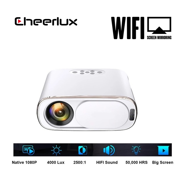 Jual Cheerlux C16 Wifi Mirroring Proyektor FHD 4000 Lumen Auto Fokus ...