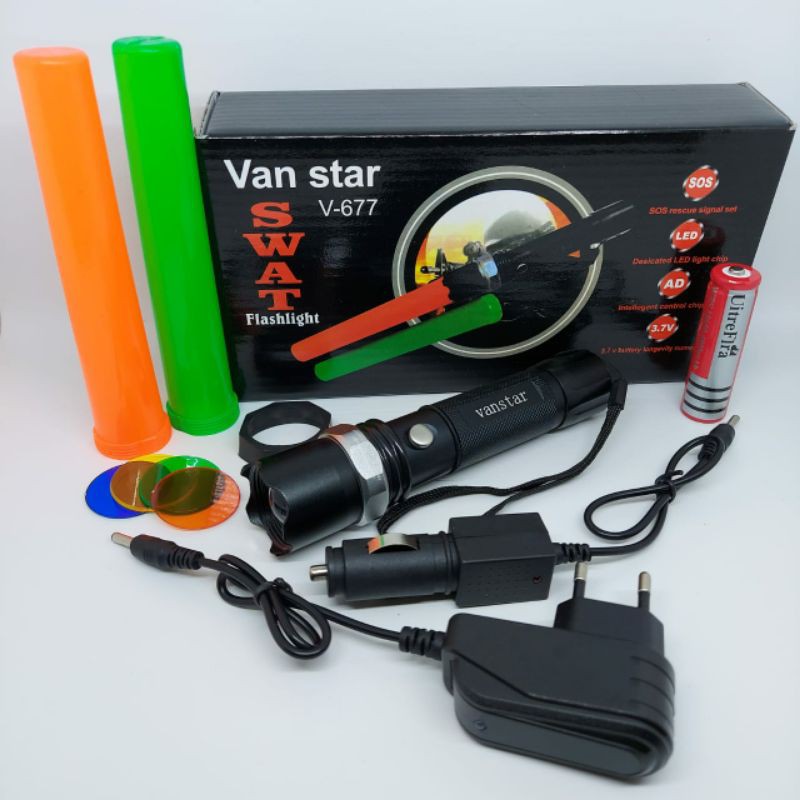 Jual Senter SWAT Police Vanstar V-677 LED 2 Lalin | Shopee Indonesia