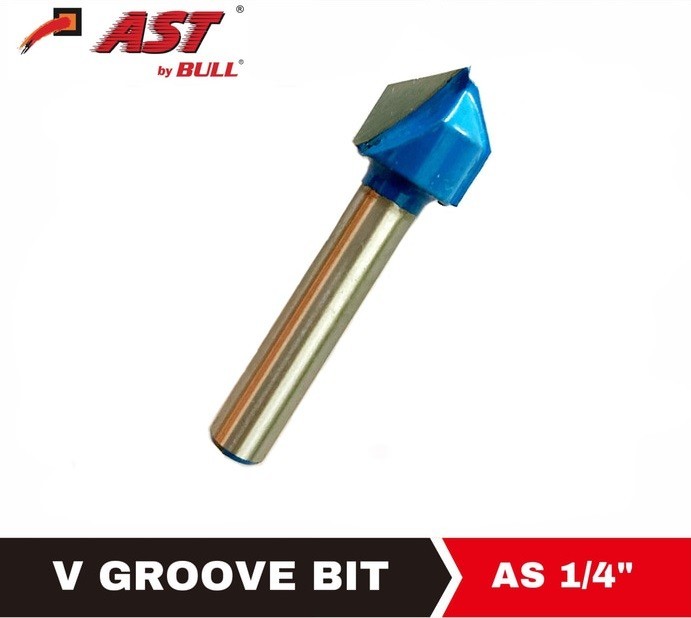 Jual Mata Profil Vee Groove 12mm AST 1/4" / Mata Router Trimmer ...