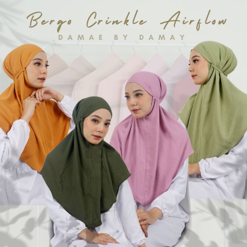 Jual hijab bergo crinkle airflow/bergo viral/kerudung instan bahan crinkle airflow premium/hijab ...