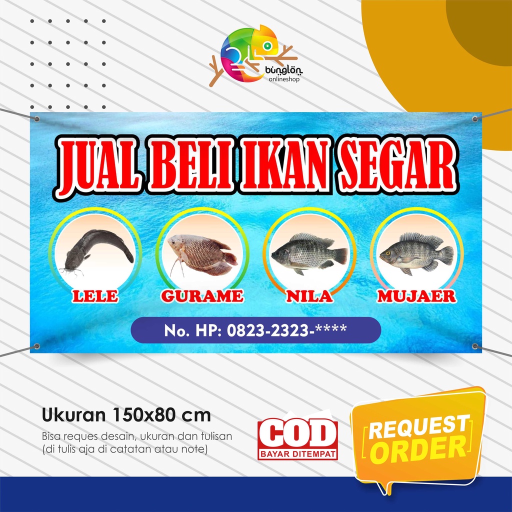 Jual Size 150x80 Cm, Spanduk Banner Jual Ikan Segar, Model B | Shopee ...
