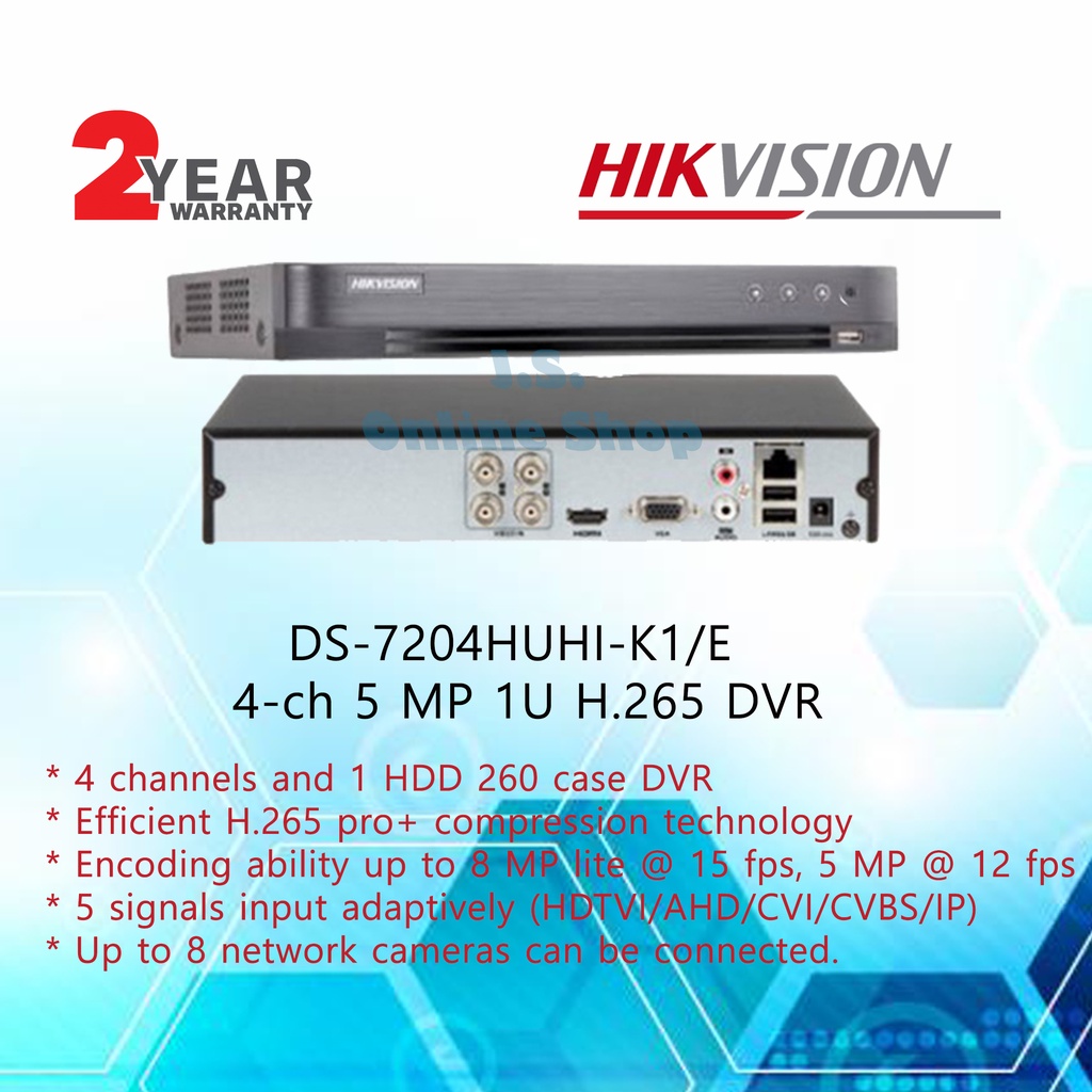 Jual DVR Hikvision 4-CH Support Up To 8MP DS-7204HUHI-K1/E | Shopee Indonesia