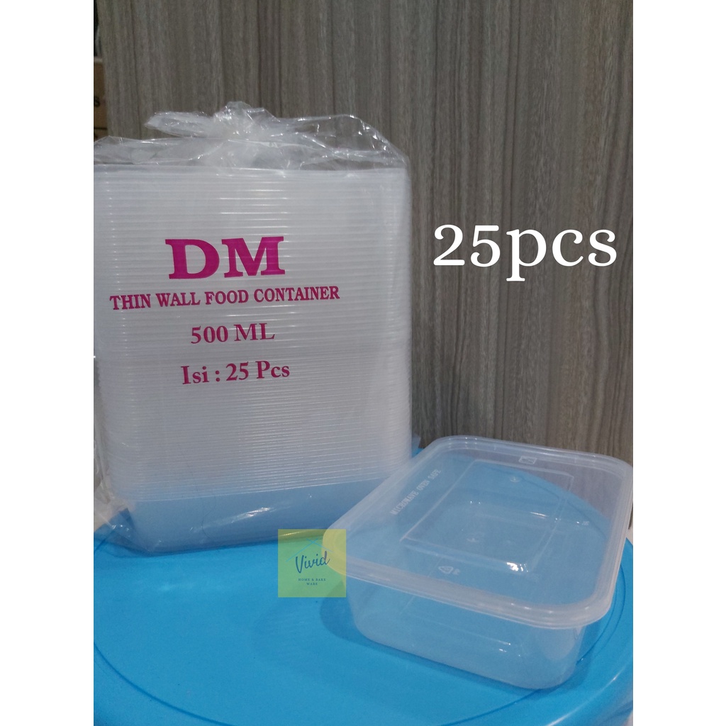 Jual Thinwall Kotak Persegi Panjang Dm 500 Ml Kotak Makan Anti Panas