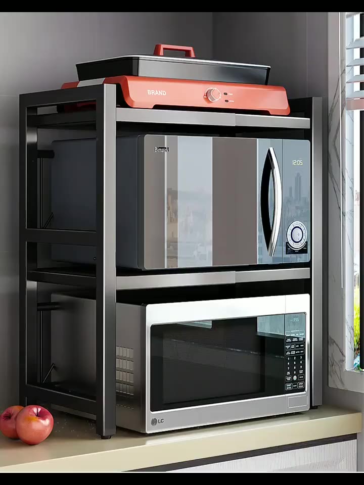 Jual Stainless Steel Microwave Oven Rack Adjustment Kitchen Rack ...