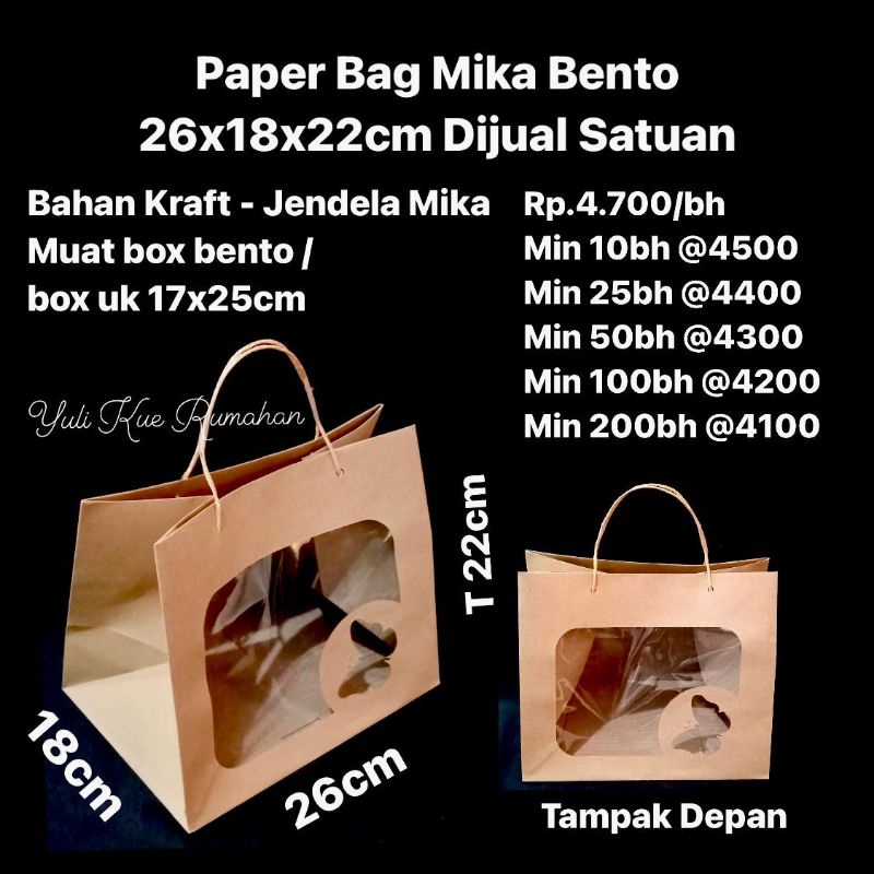 Jual Paper Bag Mika Bento 26x18x22cm Dijual Satuan | Shopee Indonesia