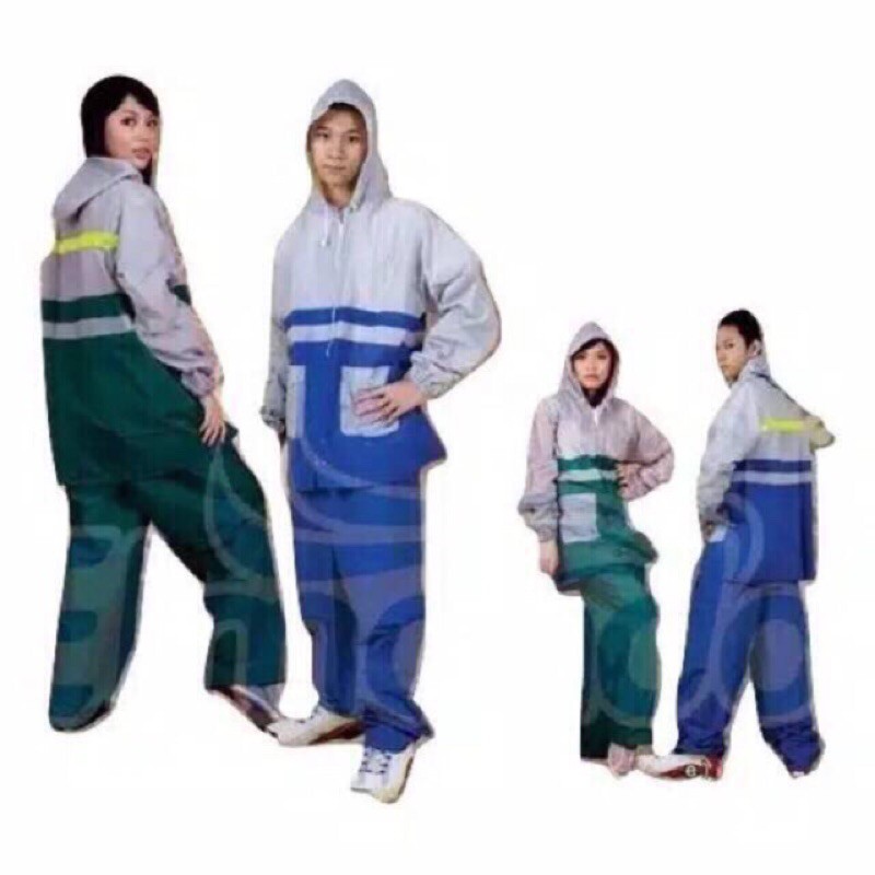 Jual Jas Hujan Dewasa Setelan Baju Jaket dan Celana Unisex Pria dan Wanita Pakaian Hujan Tebal ...