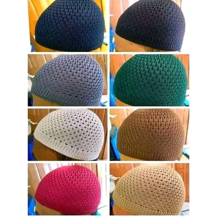 Jual PECI PRIA KOPIAH HAJI RAJUT LIPAT POLOS NANAS TERMURAH | Shopee ...