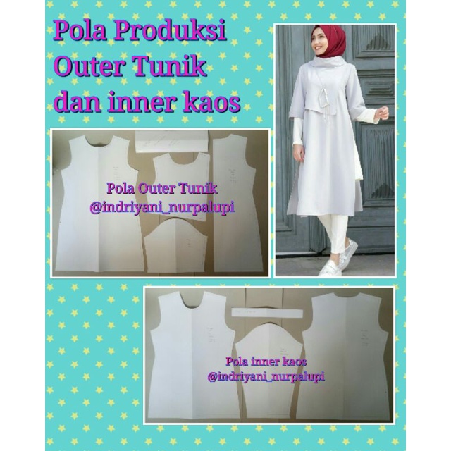 Jual Pola Produksi Outer Tunik dan inner kaos manset - Pola Baju - Sewing Pattern | Shopee Indonesia