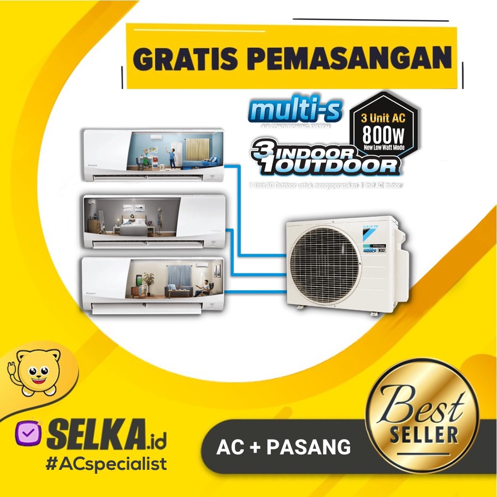 Jual Daikin MKC70SVM4 AC Multi Split + PASANG 3 KONEKSI INVERTER 1/2 PK ...
