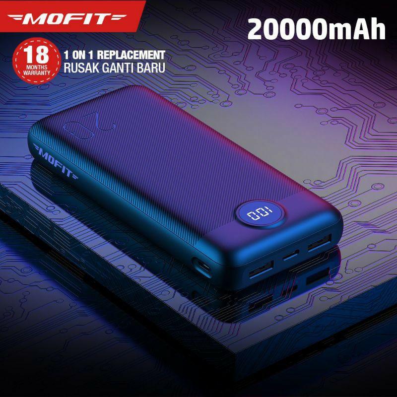 Jual MOFIT M29 Powerbank 20000mAh Fast Charger LED (Black) | Shopee ...