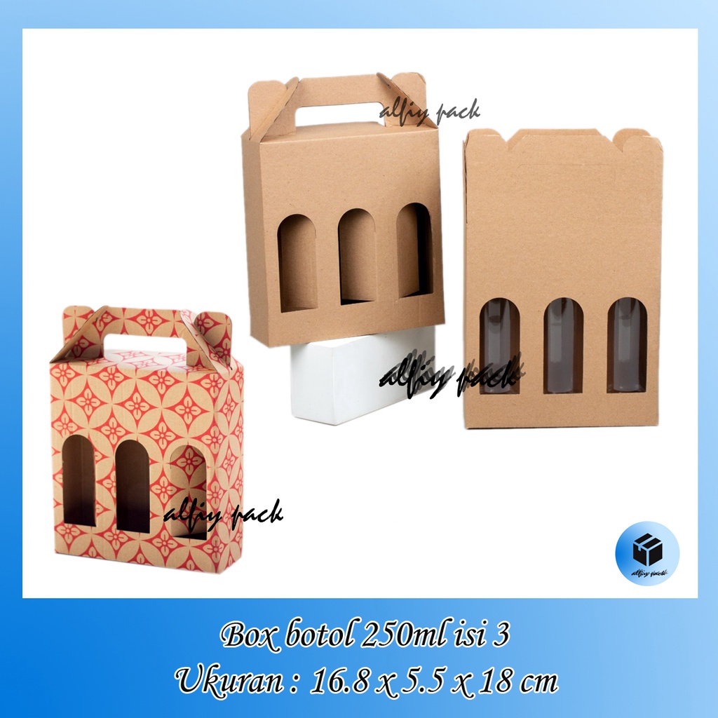 Jual 1pack isi 10pcs KARDUS JINJING BOTOL ISI 3 x 250ml KEMASAN PARCEL ...