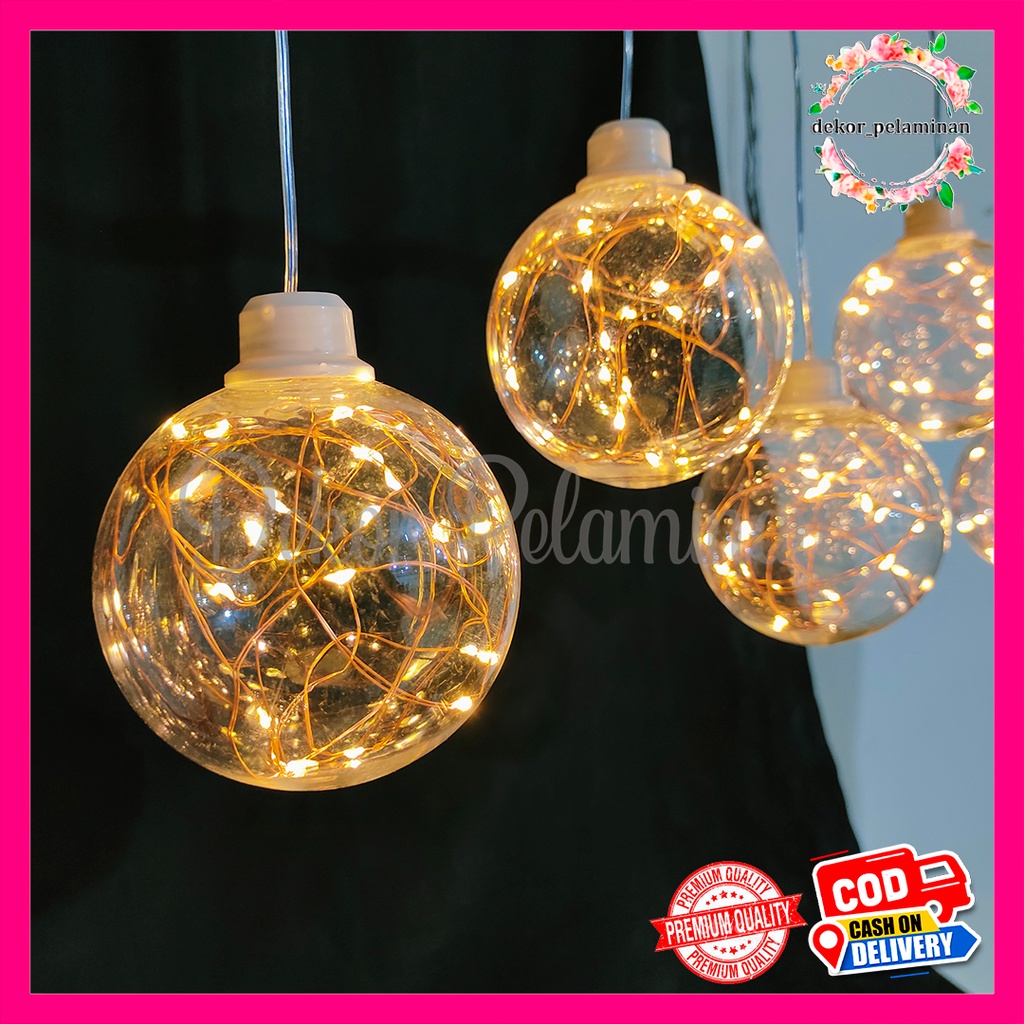 Jual LAMPU GANTUNG BOLA DEKORASI ISI 10 LED HIASAN DEKOR PELAMINAN ...