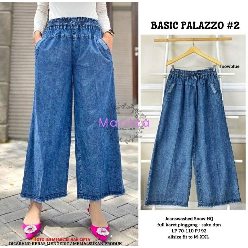 Jual kulot jeans besic palazzo kulot kekinian kulot rawis termurah LP 110 BB 75kg | Shopee Indonesia