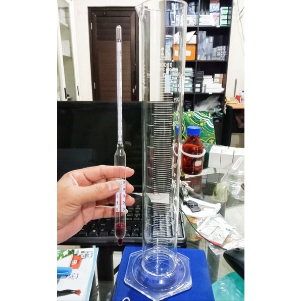 Jual Hydrometer with Thermometer Bensin Plus Gelas Ukur Kaca Duran ...