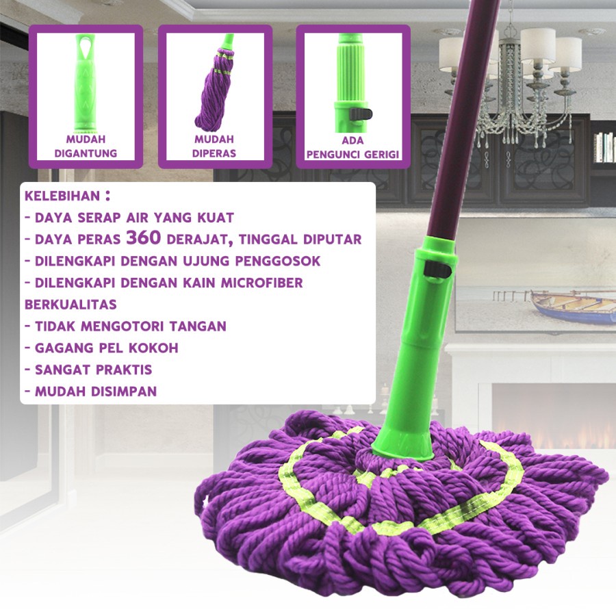 Jual Alat Pel Lantai Peras Putar Alat Pengepel Peras Putar Magic Twist ...