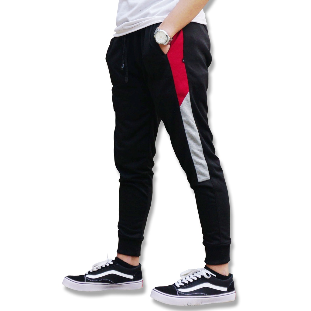 Jual GRACIOUSTYLE - Celana Training Pria Ad 918 Hitam List Merah ...