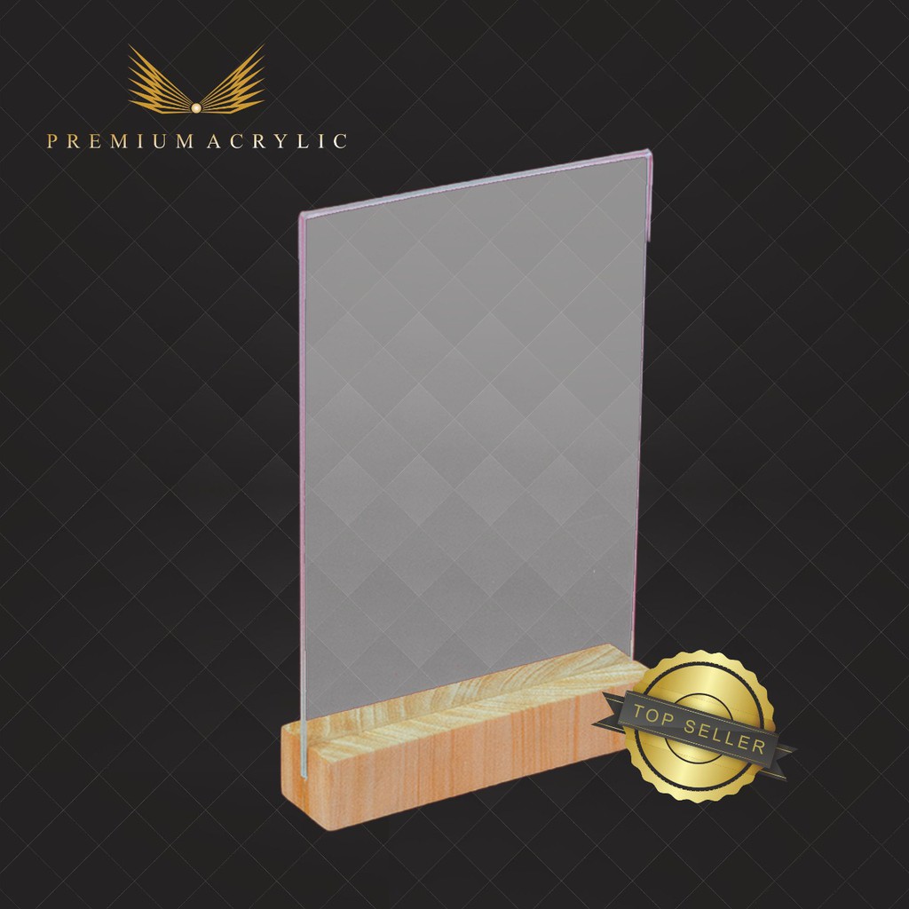 Jual TENT CARD KAYU TEMPAT BROSUR AKRILIK/ACRYLIC TEGAK A4 POTRAIT ...