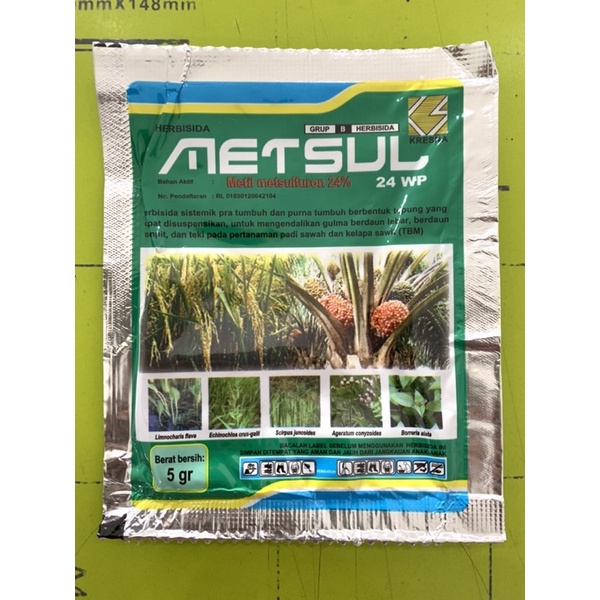 Jual herbisida sistemik padi sawit metsul 24wp 5gram isi 10pcs | Shopee ...