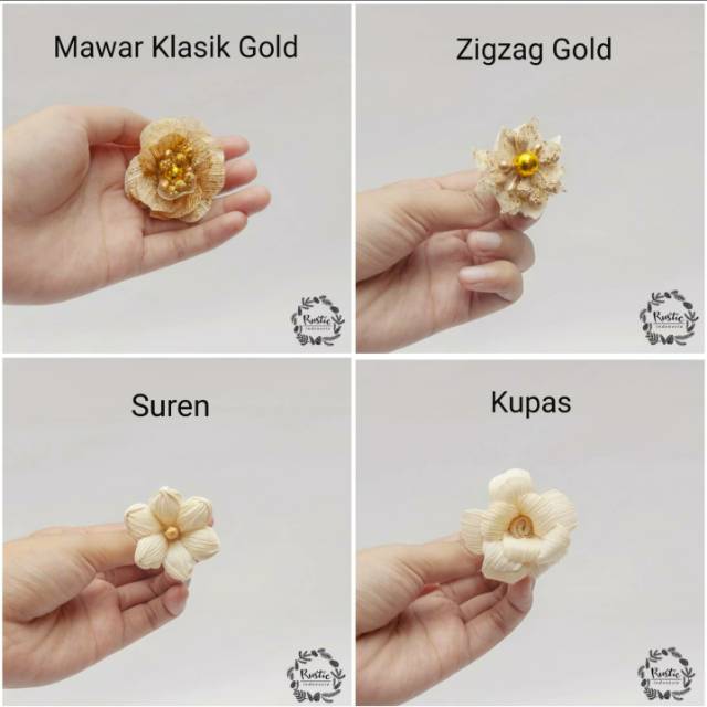 Jual 1 kuntum Bunga Klobot Jagung (mawar klasik gold , zigzag gold ...