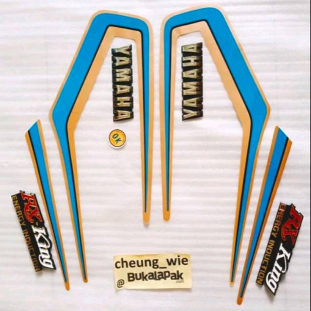 Jual lis body/striping/stiker + Emblem Tangki RX King 1988 biru Kw ...