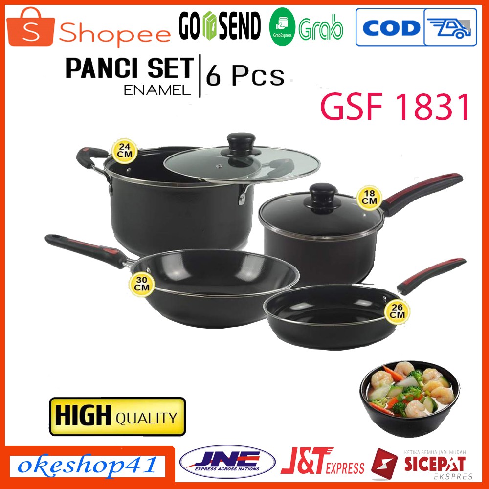 Jual Panci Set GSF 1831 COOKWARE SET ENAMEL Panci Set Food Grade ...