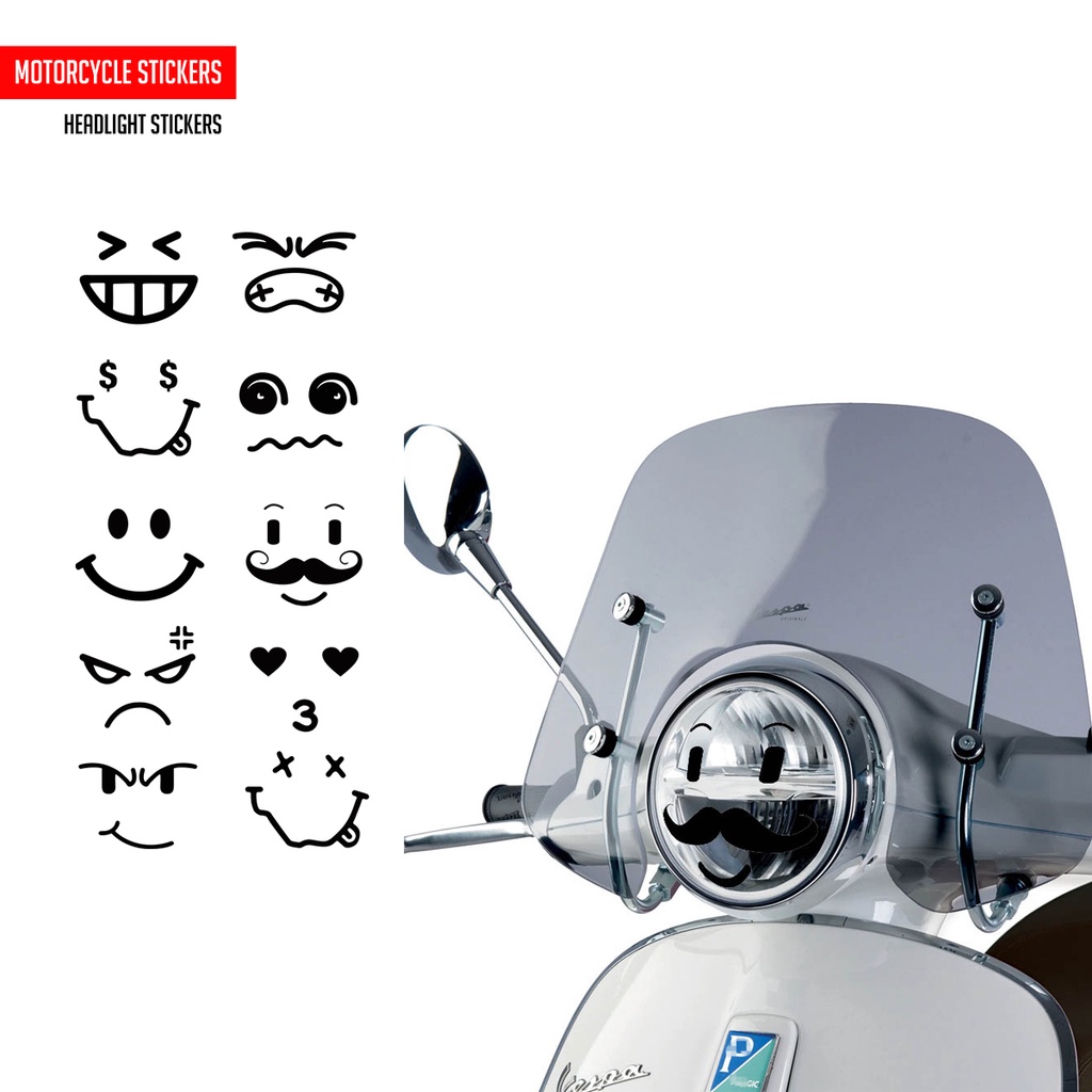 Jual Headlight Stickers Sticker Lampu Depan Vespa Emoticon | Shopee ...