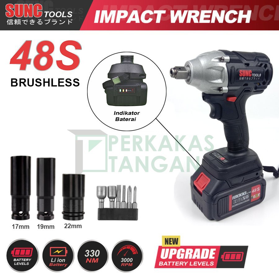 Jual Cordless Impact Wrench Brushless SUNC 48S Bor Obeng Kunci 48 Volt | Shopee Indonesia