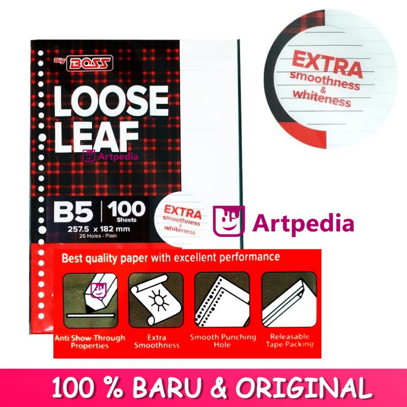 Jual BiG BOSS Loose Leaf B5 (Pak Isi 100 Lembar) BERGARIS / Refile Binder - kertas Binder Isi ...