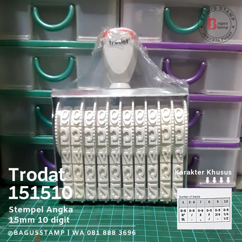 Jual Stempel Angka Manual 10 Digit 15mm 18mm Trodat 151510 / 151810 ...