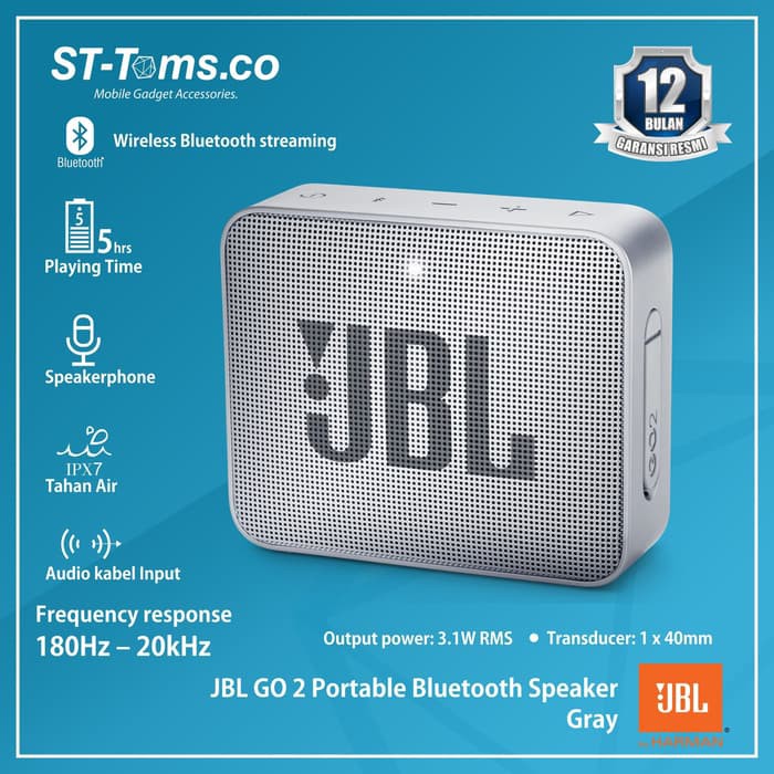 Jual JBL GO 2 Portable Bluetooth Speaker - Grey | Shopee Indonesia