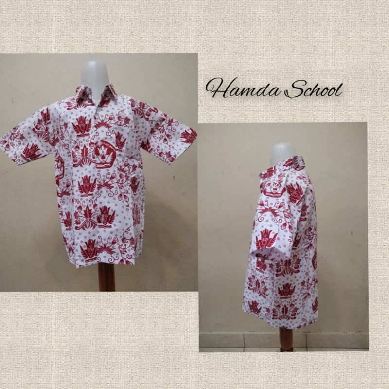 Jual Baju Batik Pendek Sd Merah Seragam Sekolah | Shopee Indonesia