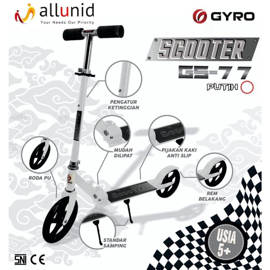 Jual SCOOTER/SKUTER/OTOPED LIPAT ANAK GYRO GS 777 Putih - SNI | Shopee ...