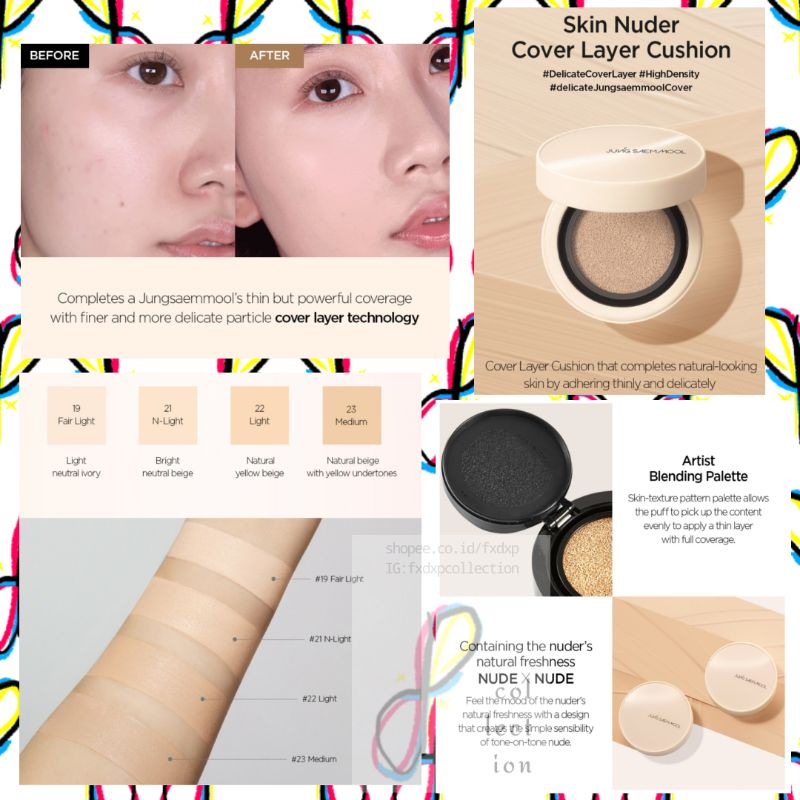 Jual JUNGSAEMMOOL Skin Nuder Cover Layer Cushion SPF50+ PA+++ 14g : Set ...