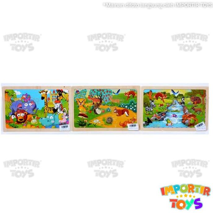 Jual MAINAN ANAK WOODEN PUZZLE KAYU GAME ANIMAL HEWAN TANAMAN JUNGLE ...