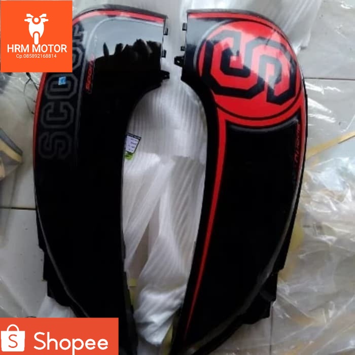 Jual cover body Scoopy fi kanan kiri hitam plus striping | Shopee Indonesia