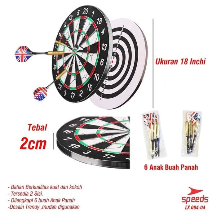 Jual SPEEDS LX 004-4 DART GAME BESAR 18 INCH PAPAN DART BOARD BESAR ...